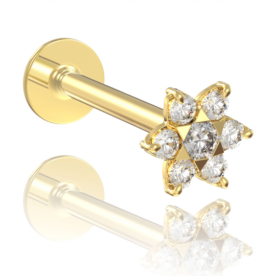 Piercing Hélix Fleur en or 18 carats avec 7 pierres Zirconium